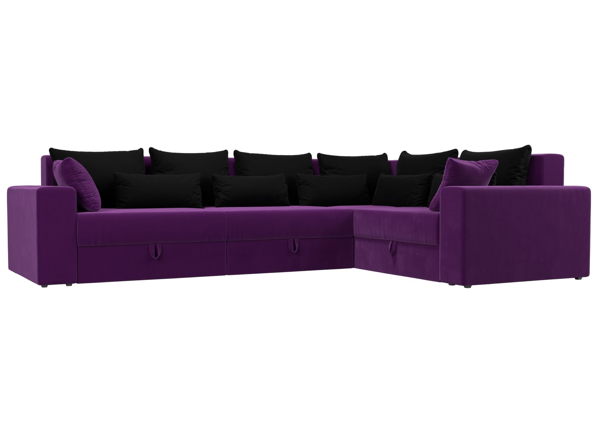 Угловой диван Майами Long правый микровельвет фиолетовый/черный