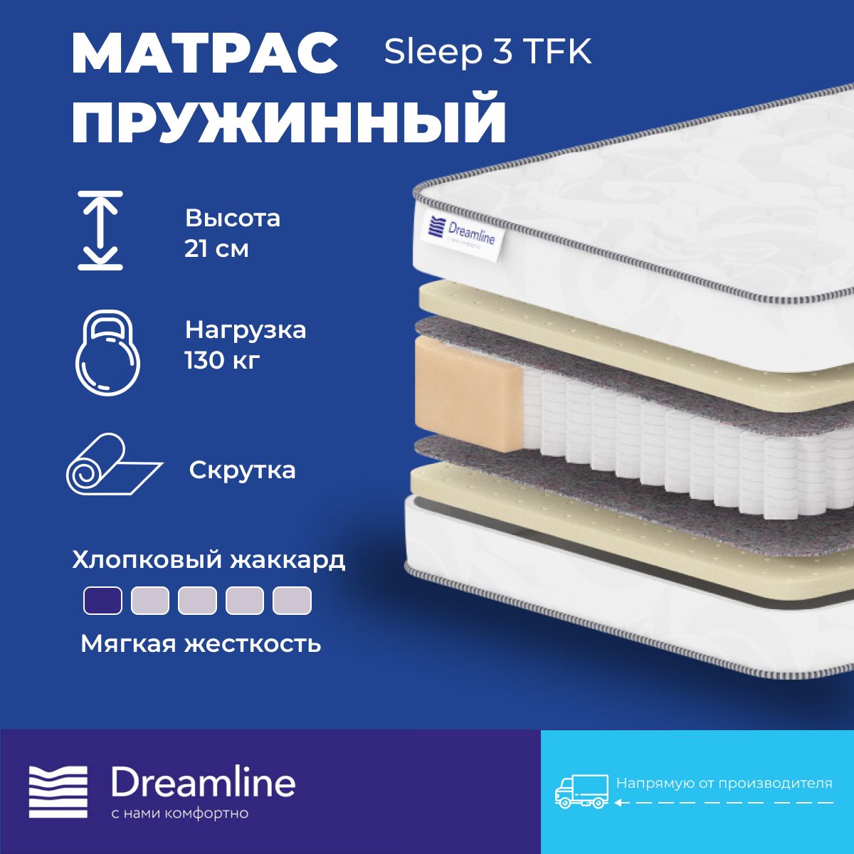 Матрас Dreamline Sleep 3 TFK независимые пружины 200x200 см