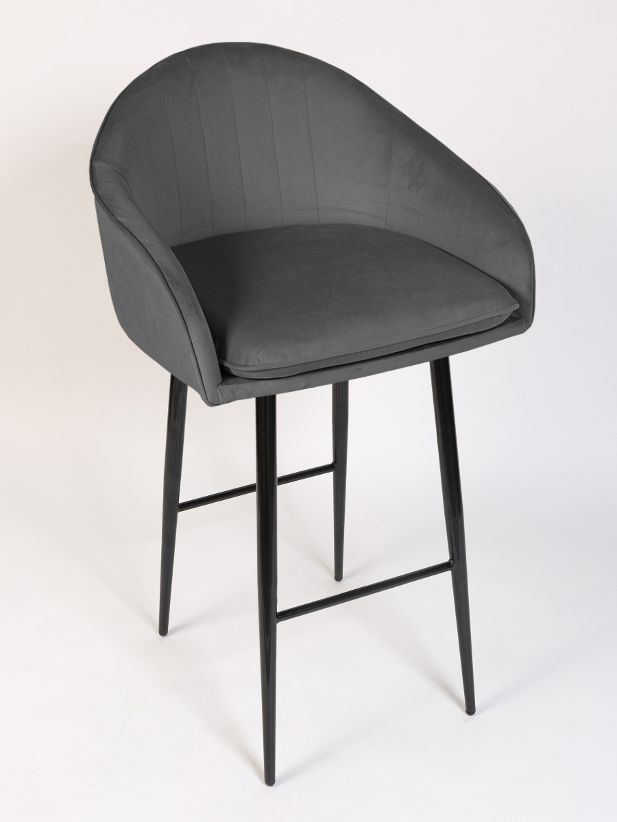 Барный стул Лотос, ноги черный металл, темно-серый