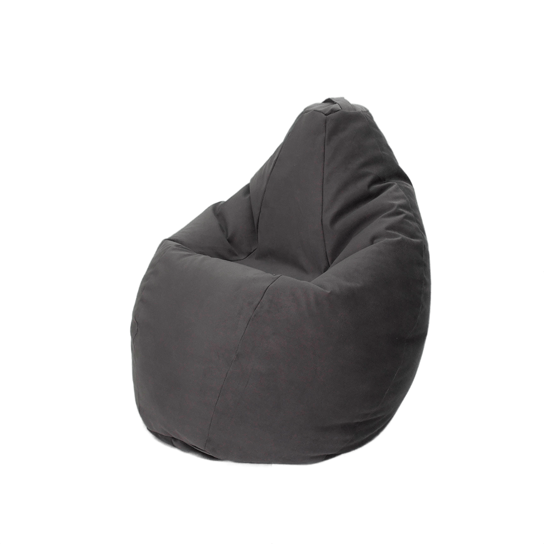 Кресло мешок WowPuff ГРУША средняя велюр 120 см, темно-серый