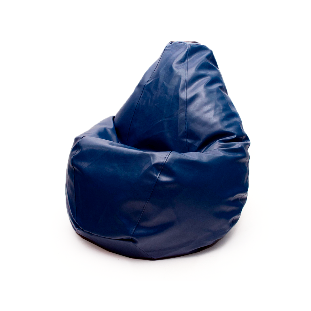 Кресло мешок WowPuff ГРУША экокожа среднее 120 см, синий