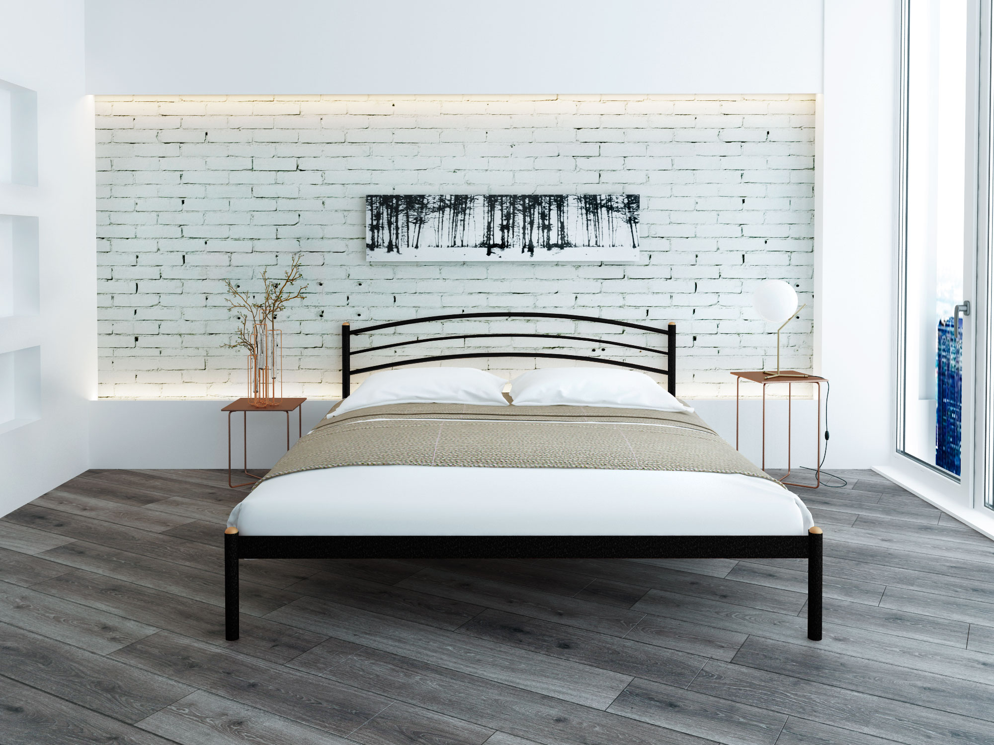 Металлическая двуспальная кровать Alitte Benita 180х200 см черный