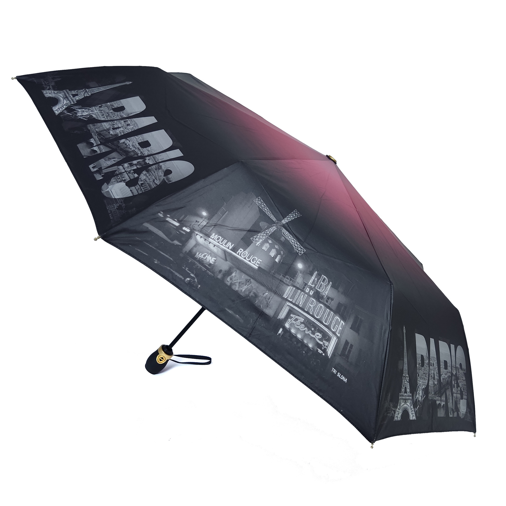 Зонт женский Три Слона 3805-B розовый/чёрный