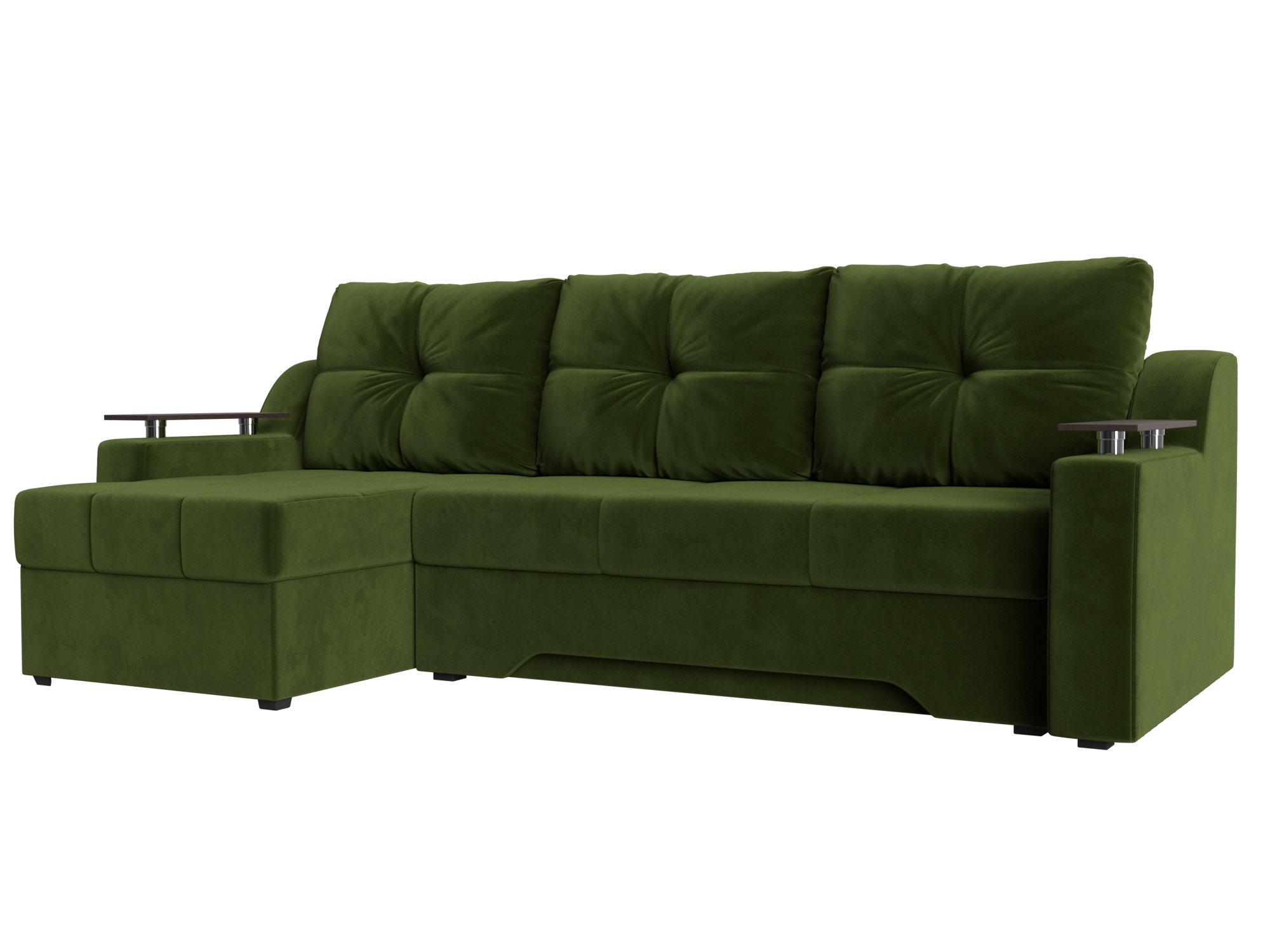 Угловой диван Сенатор левый микровельвет зеленый