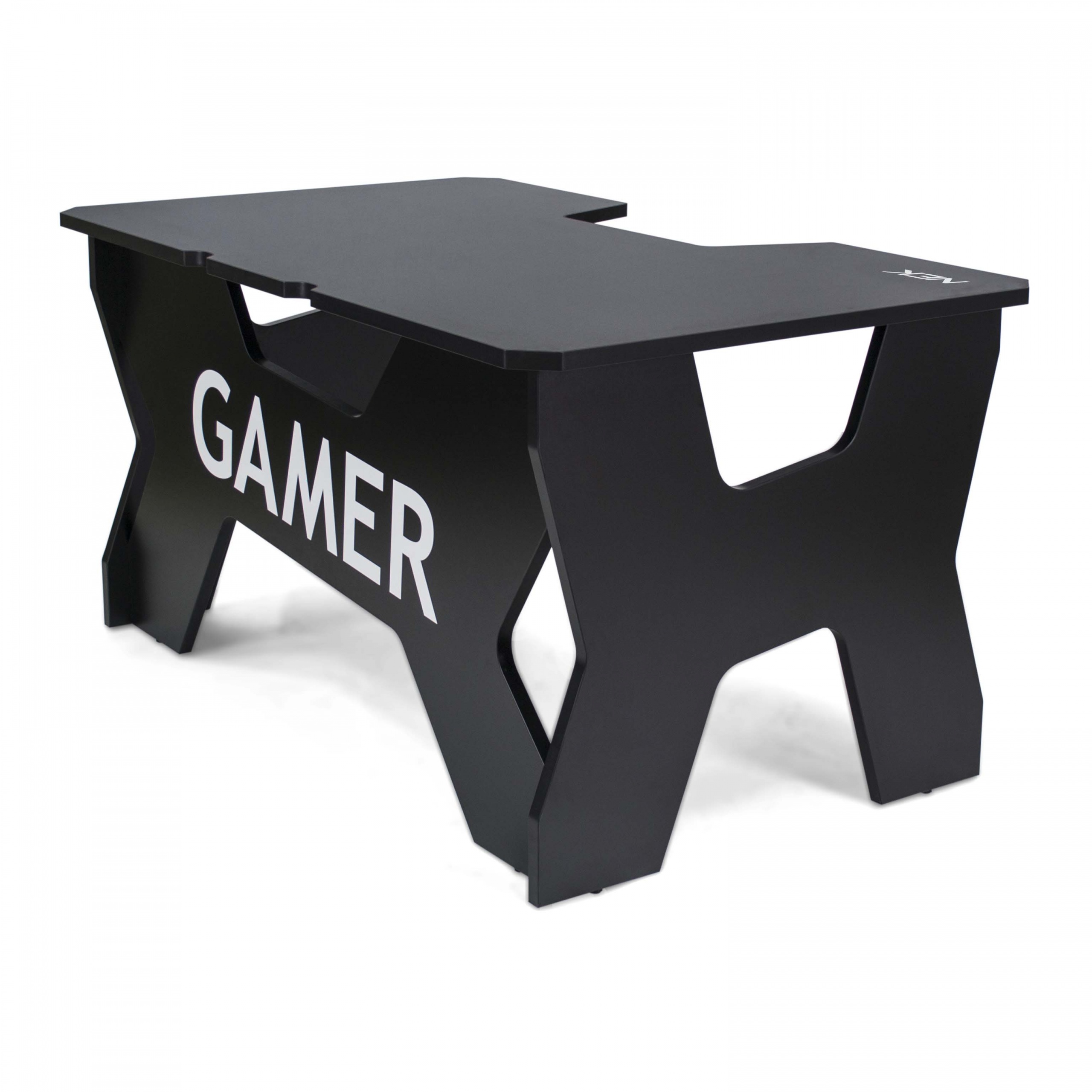 Стол компьютерный геймерский NEK GAMER2/DS/N черный с белым логотипом