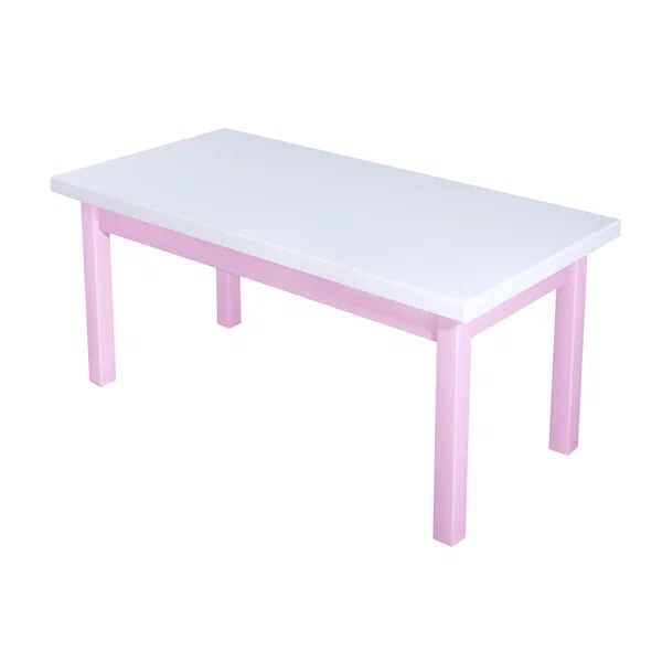 Журнальный стол Solarius Классика дерево 110х60х46, белый с розовыми ножками