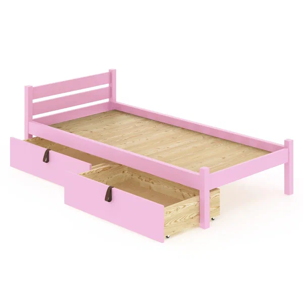 Кровать Solarius Классика сплошное основание 80х200 с 2 выкатными ящиками, цвет розовый