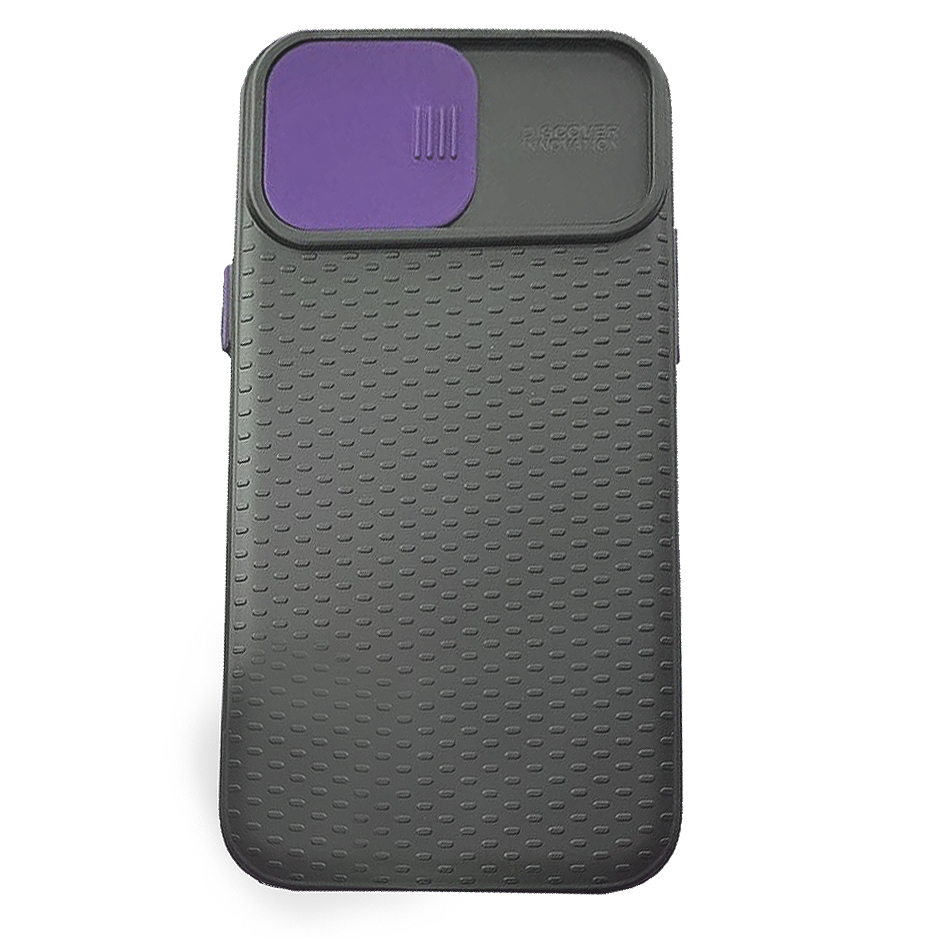 Чехол силиконовый для iPhone SE 2020/7/8 с защитой для камеры темно-серый с фиолетовым