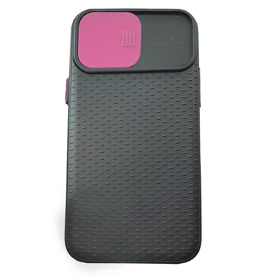 Чехол силиконовый для iPhone 11 6.1 с защитой для камеры темно-серый с розовым