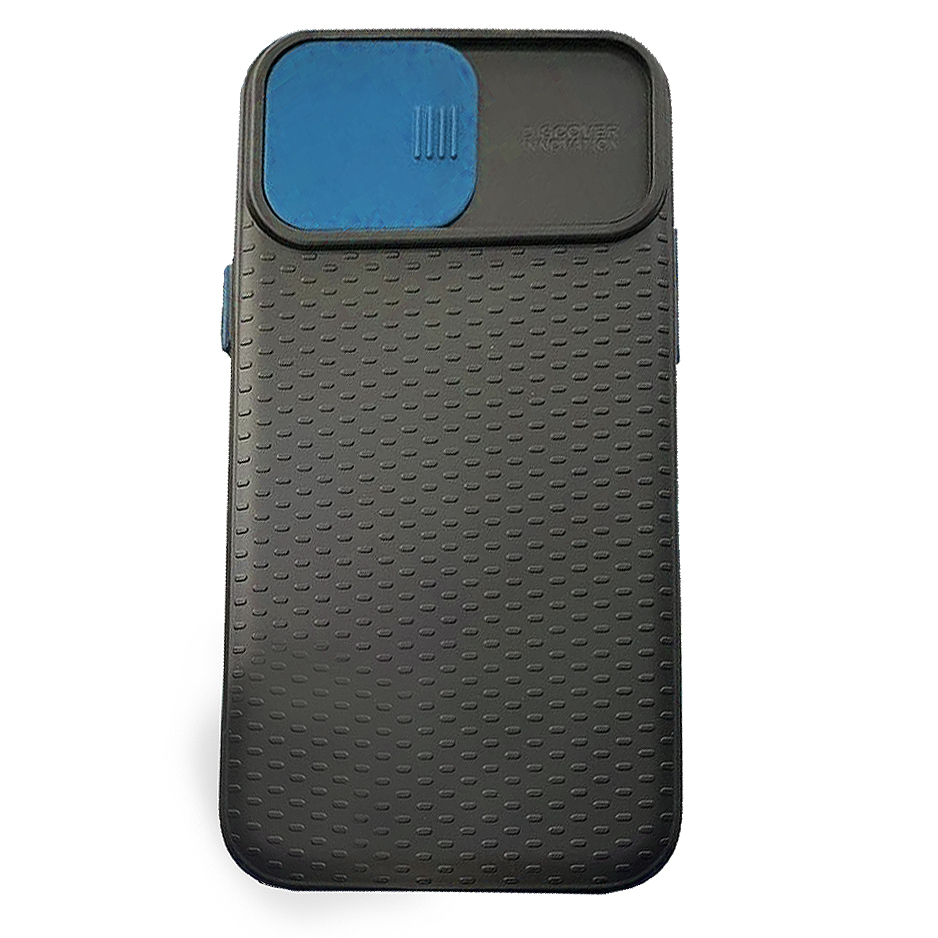 Чехол силиконовый для iPhone 11 Pro Max с защитой для камеры темно-серый с синим