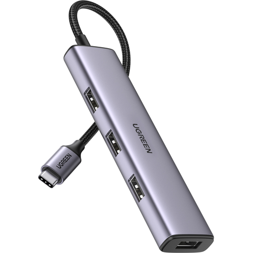 USB-Хаб UGREEN CM473 (20841) USB-C to 4*USB 3.0 Hub, серый