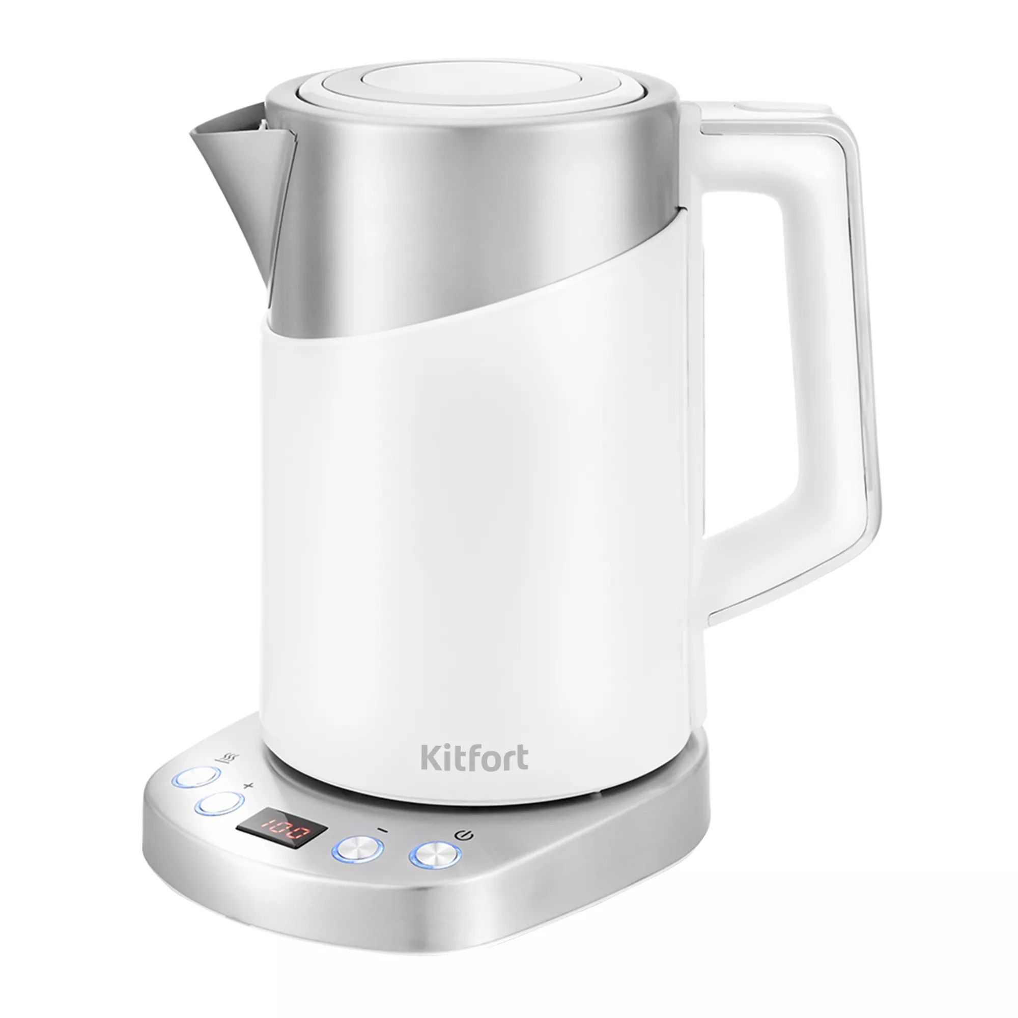 Чайник электрический Kitfort KT-660-1 1.7 л белый, серебристый