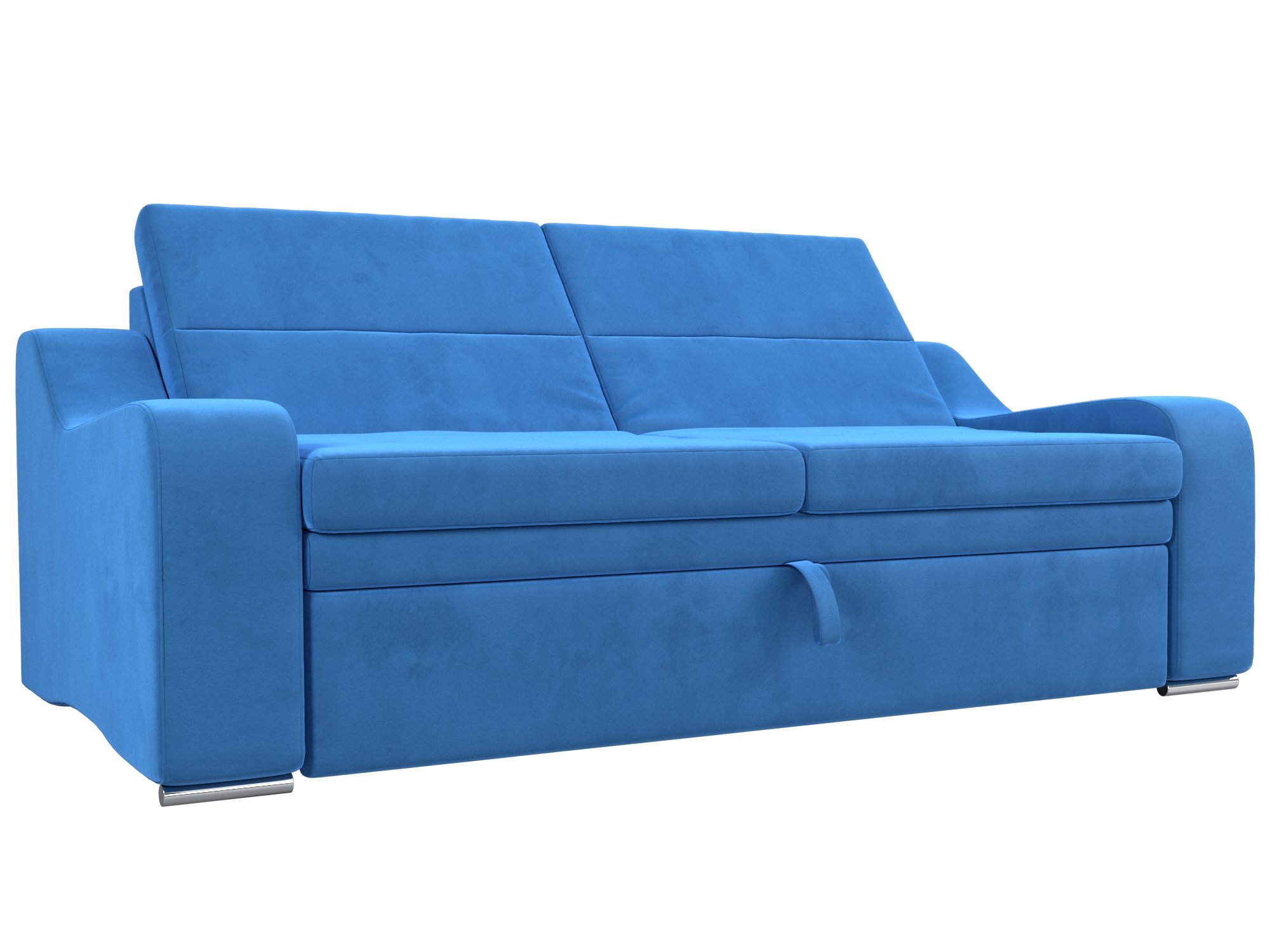 Прямой диван Медиус велюр голубой