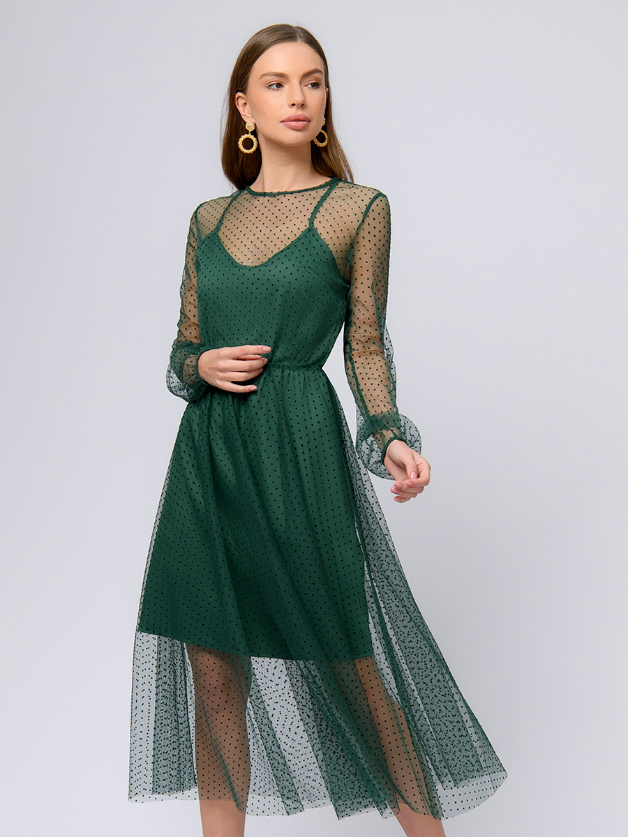 Платье женское 1001dress 0201924 зеленое 50