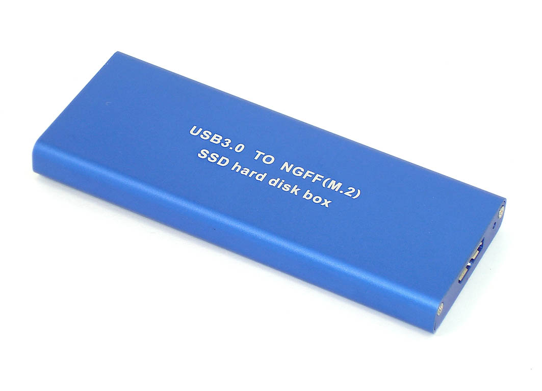 Бокс для SSD диска NGFF (M2) с выходом USB 3.0 blue