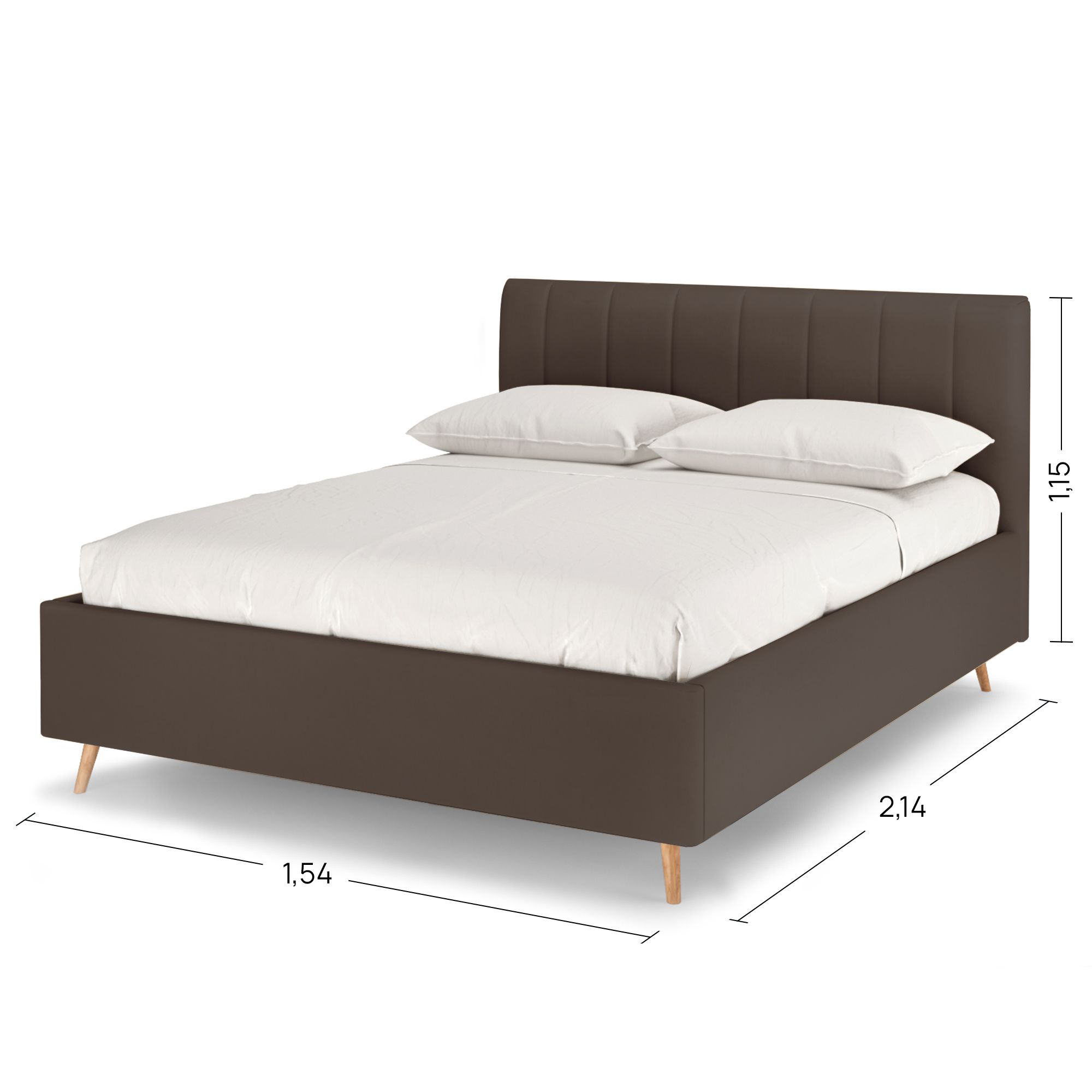 Двуспальная кровать Армос Rooney 140х200 с ПМ, Велюр Vip 5 Тёмно-коричневый
