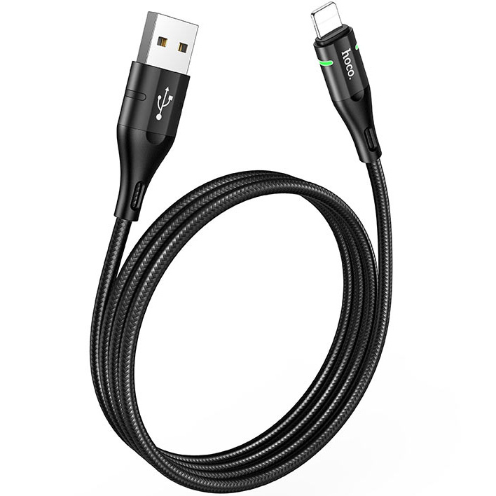 Кабель USB 2.0 A (m) - Lightning (m) 1.2м Hoco U93 Shadow - Черный