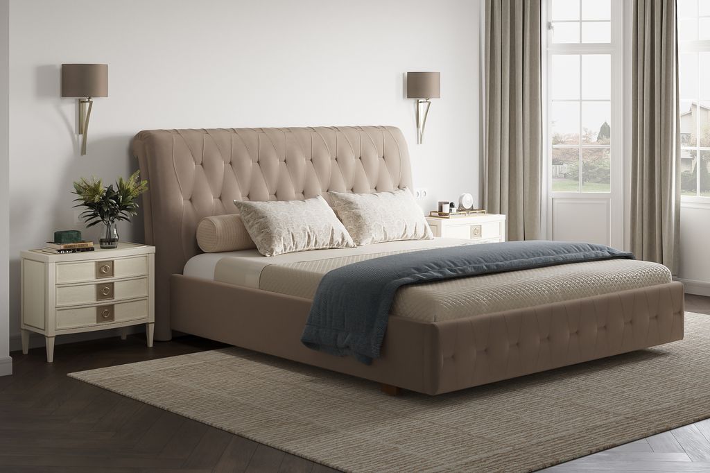 Кровать двуспальная MyCloud Бордо 180x200 с мягкими подушками в изголовье