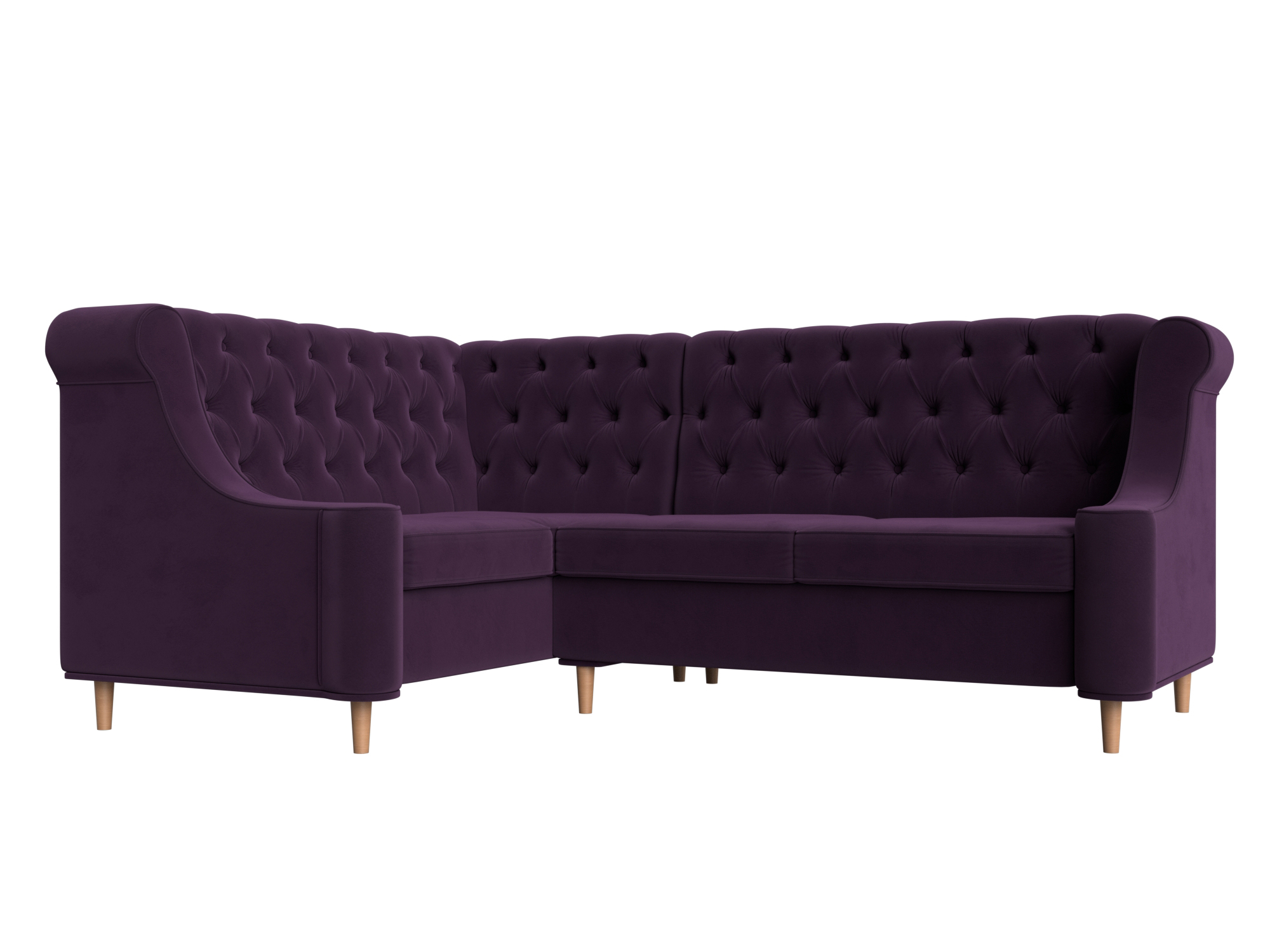 Угловой диван Бронкс левый велюр фиолетовый