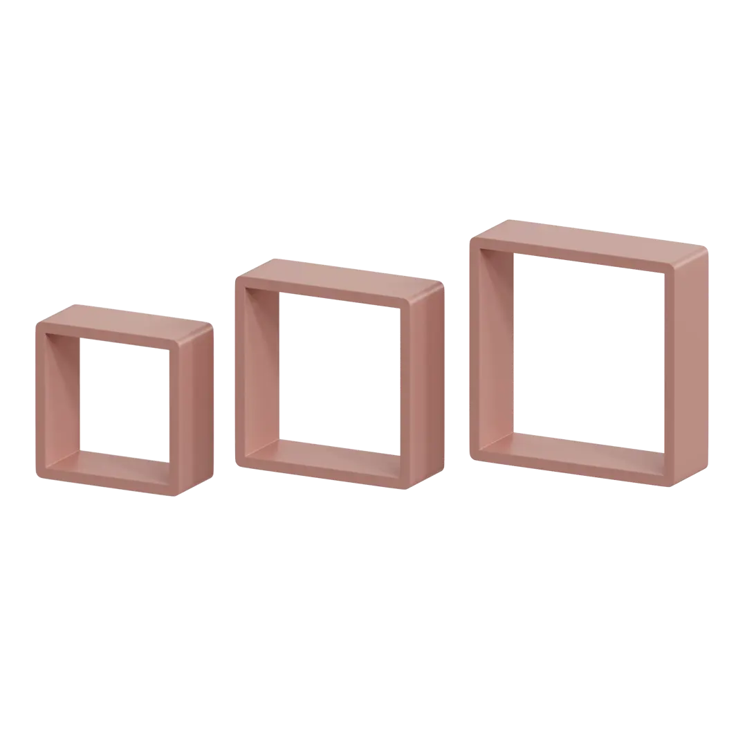 Набор настенных полок Spaceo 20x20 см/24x24 см/28x28 см МДФ цвет розовый 3 шт