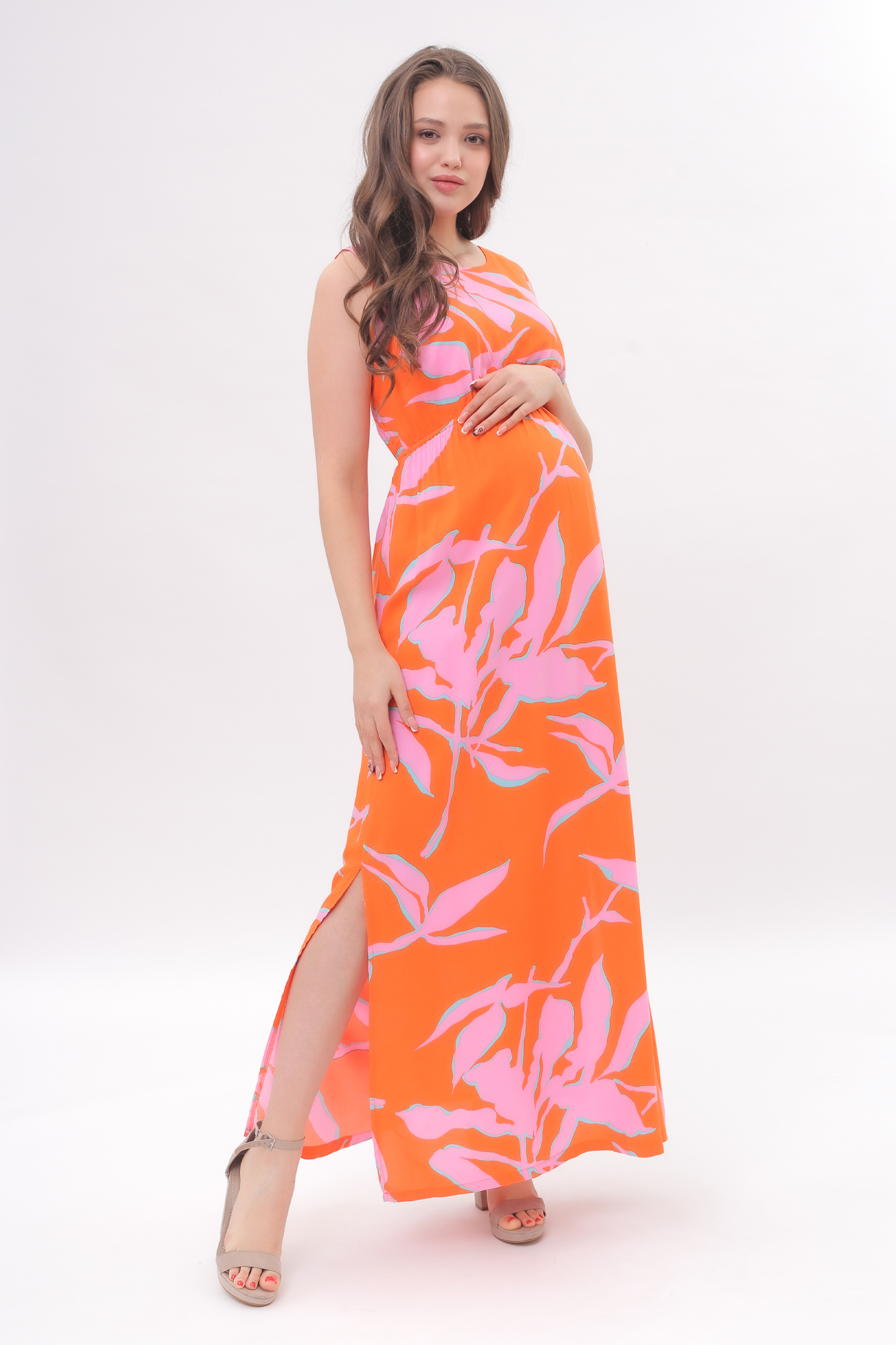 Платье для беременных женское Magica bellezza 08-43922MB оранжевое 48 RU