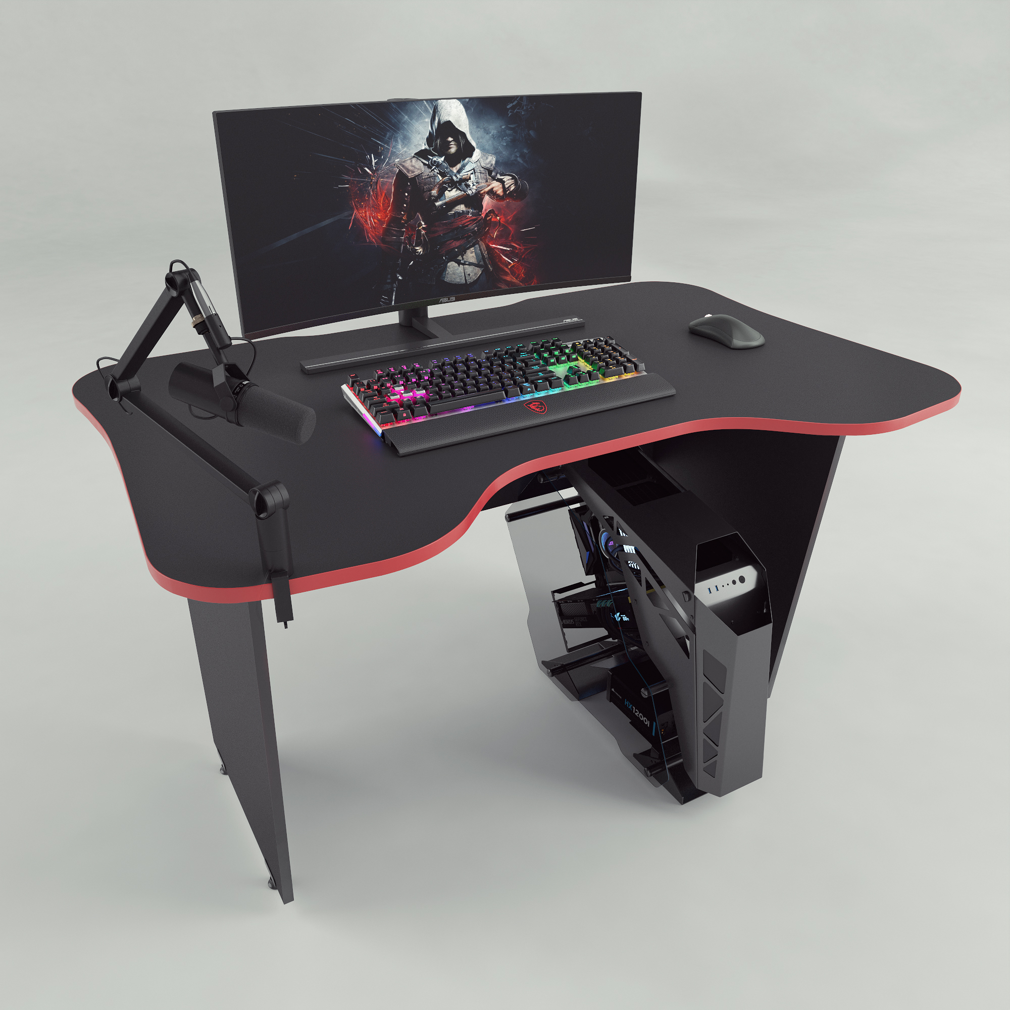 Игровой компьютерный стол myXplace Fly, черно-красный