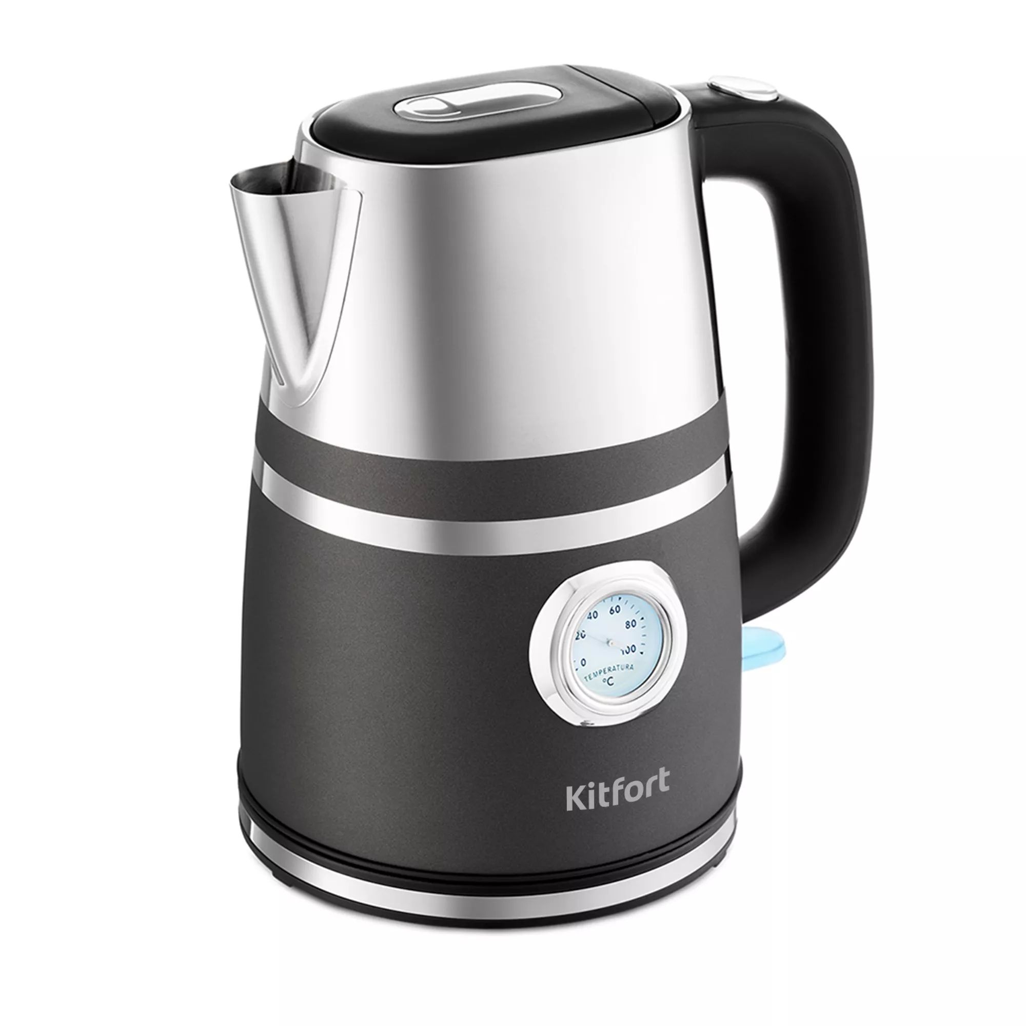 Чайник электрический KITFORT КТ-670-1 1.7 л серый, серебристый