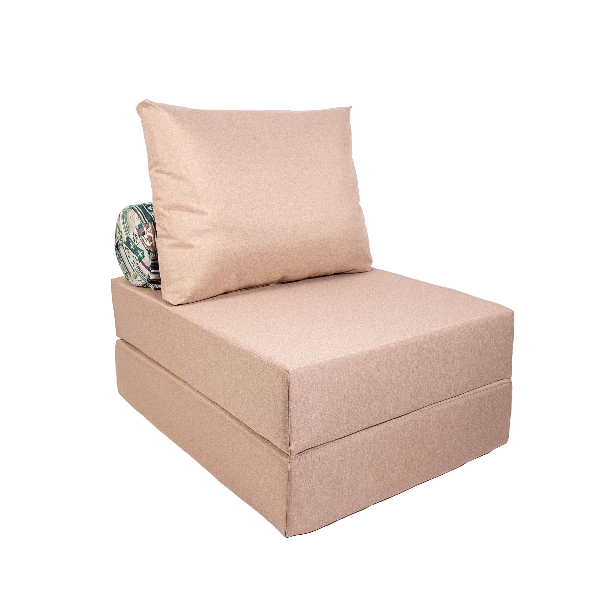 Кресло диван кровать FREEFORM ПРАЙМ с матрасиком-накидкой рогожка валик наска. Песочный