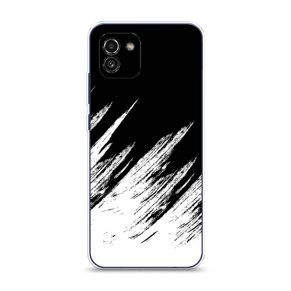 Чехол Awog на Samsung Galaxy A03 / Самсунг A03 "Черно белые брызги"