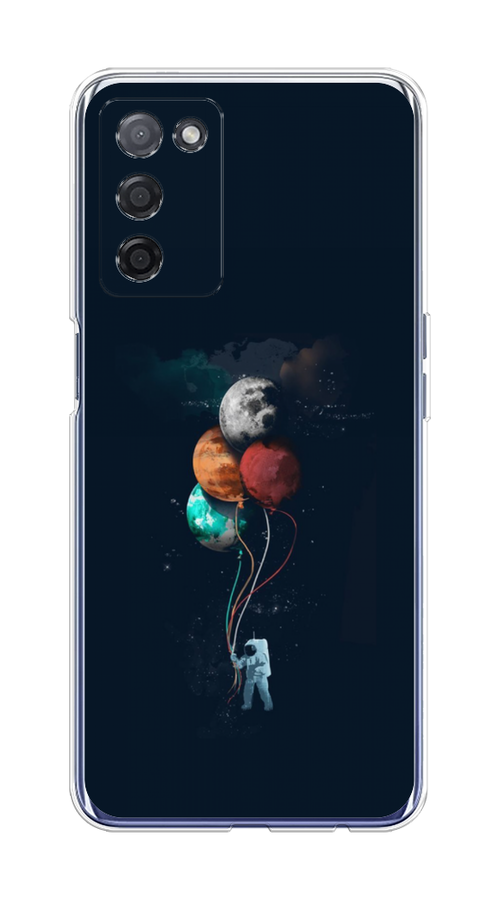 Чехол на Oppo A55 5G "Космонавт с шариками"