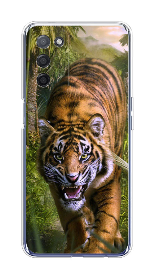 Чехол на Oppo A55 5G "Тигр в джунглях 2"