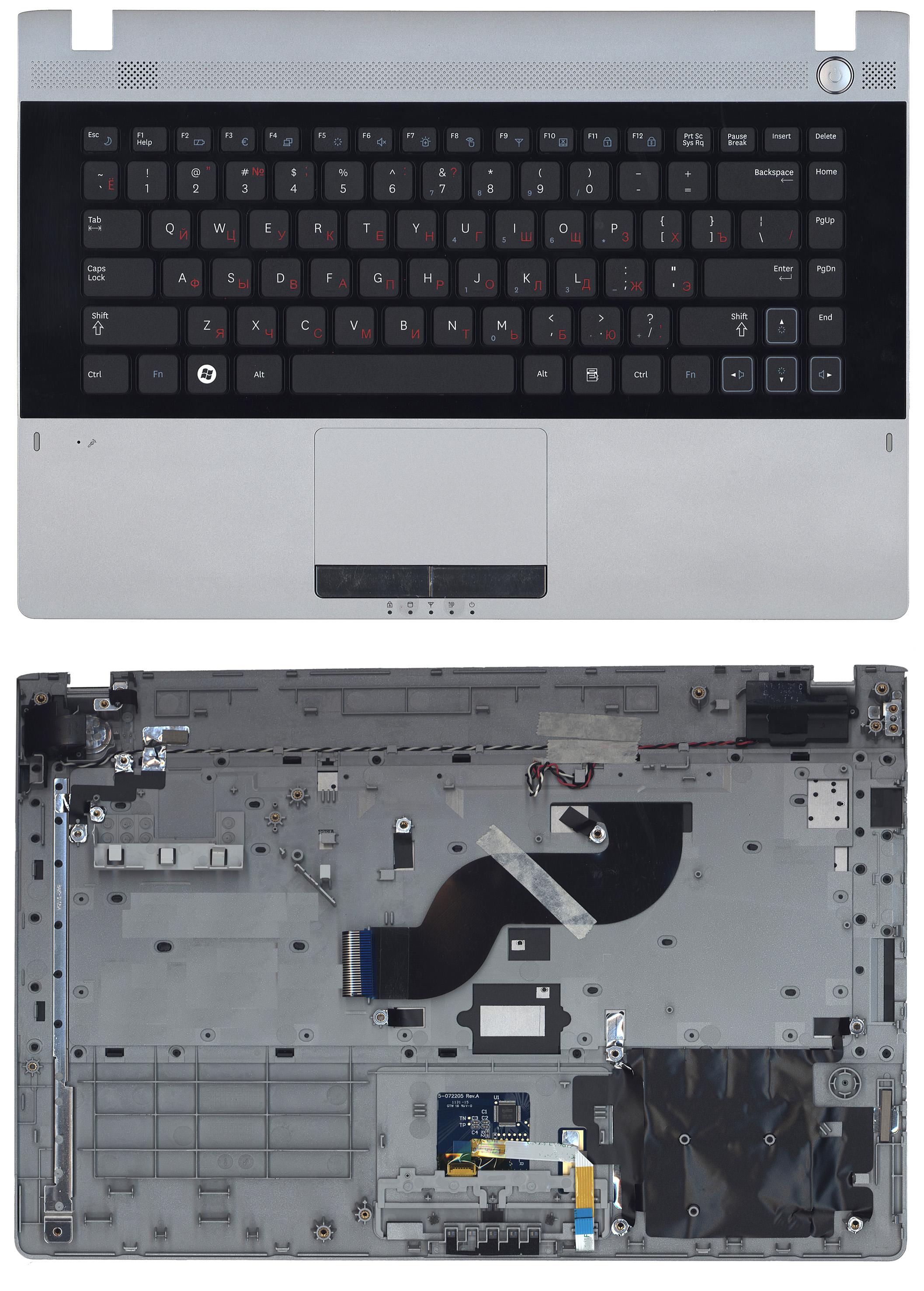 Клавиатура для ноутбука Samsung RV420 серая топ-панель