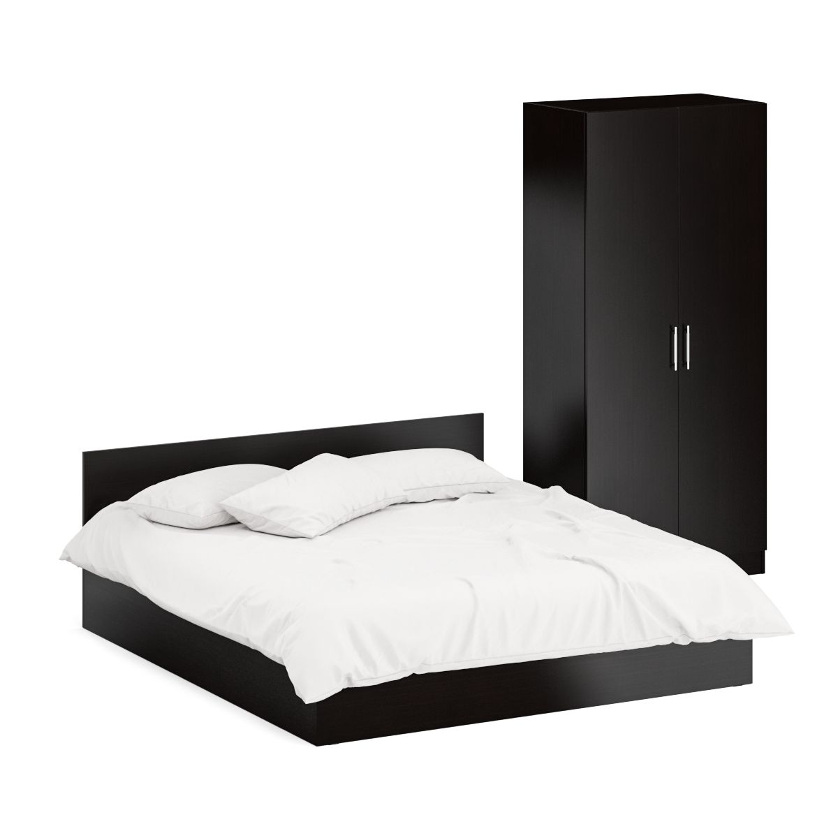 Кровать двуспальная со шкафом для одежды СВК Стандарт 1800+Ш2 венге
