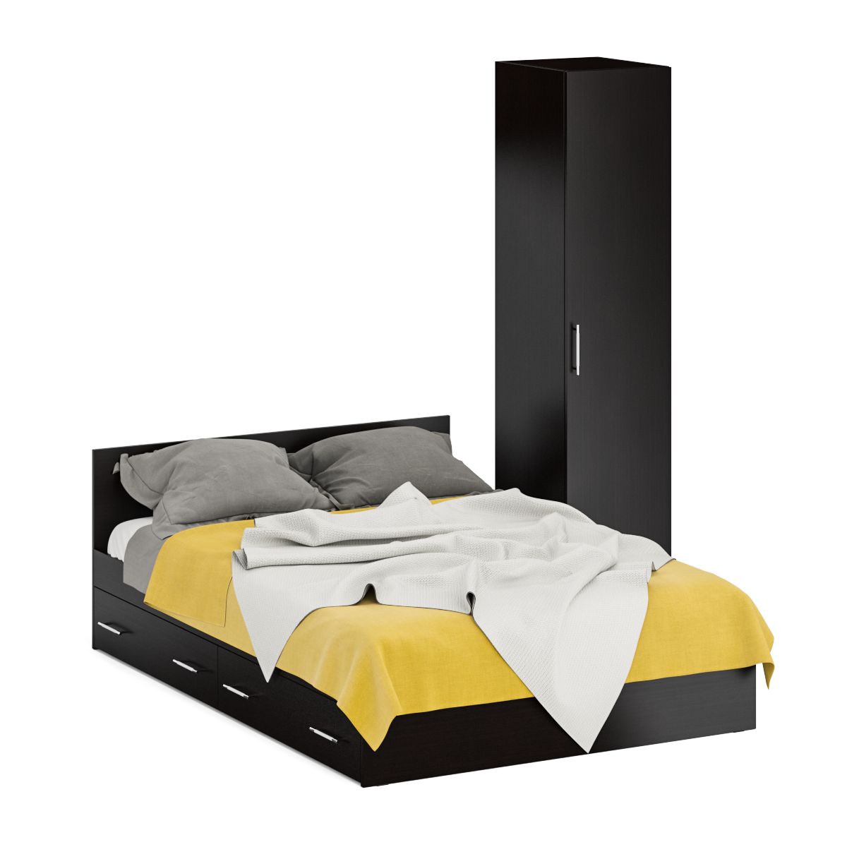 Двуспальная кровать с ящиками с пеналом СВК Стандарт 1400Я+ПН венге