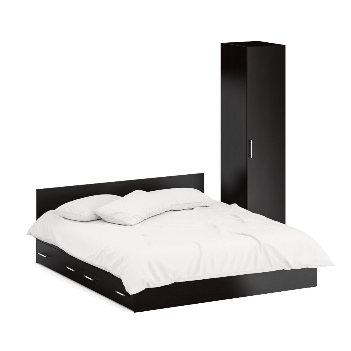 Двуспальная кровать с ящиками с пеналом СВК Стандарт 1800Я+ПН венге