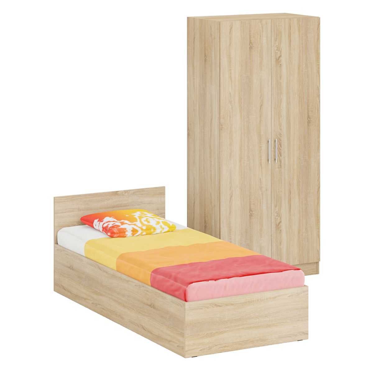 Кровать односпальная со шкафом 2-х створчатым СВК Стандарт 900+Ш2 дуб сонома