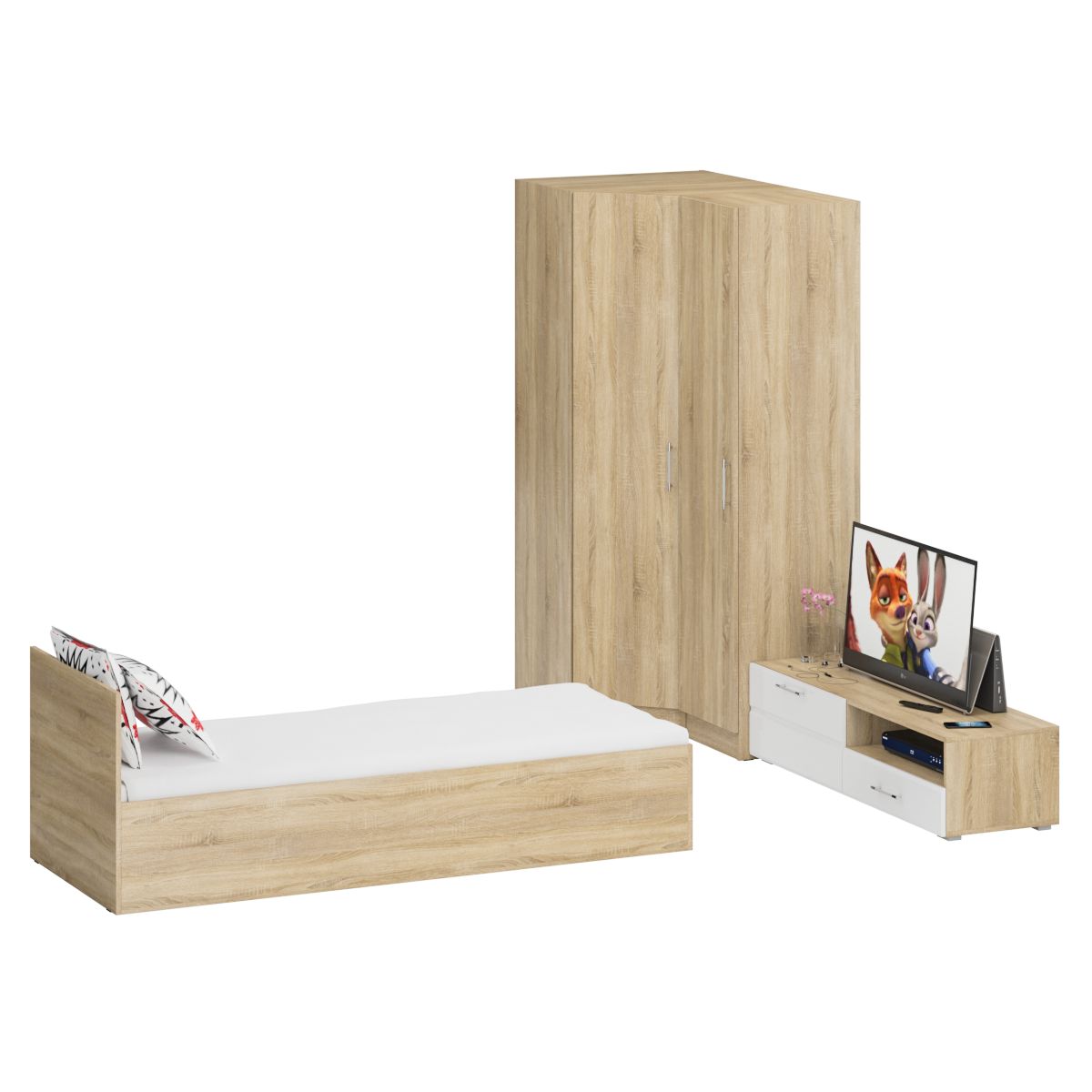 Мебель для спальни СВК Стандарт № 4 800 дуб сонома/белый глянец