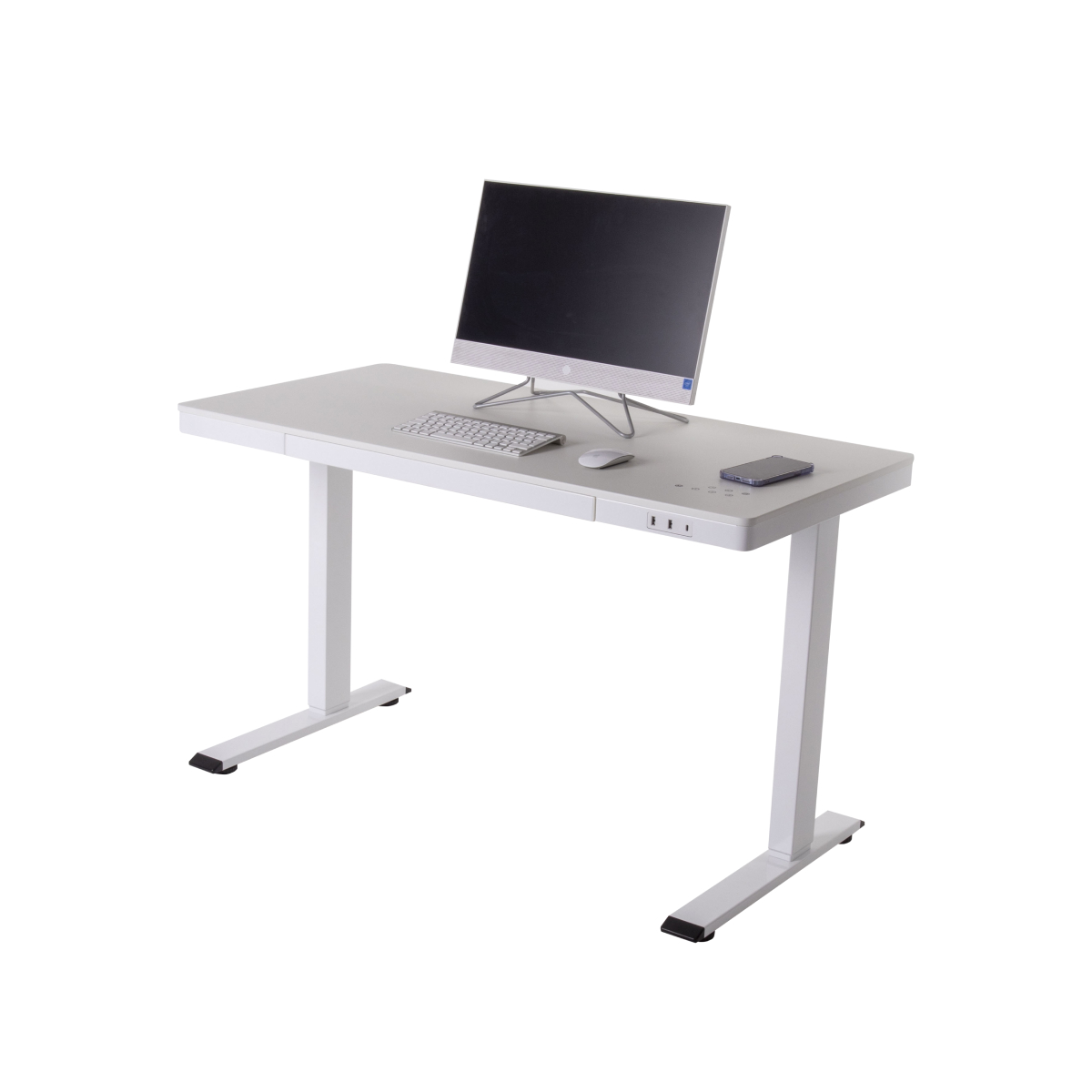 Офисный стол для работы стоя и сидя LuxAlto 17050, Белый 140x70см, белое подстолье E4A