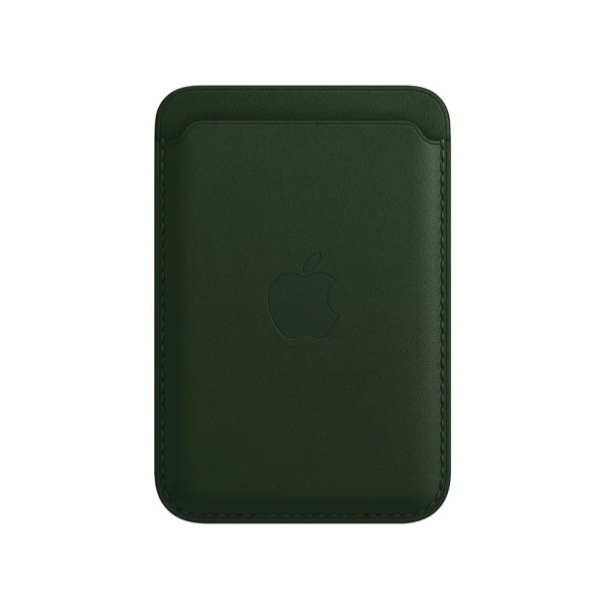 Чехол-визитница Leather Wallet Magsafe 14 темно-зеленый