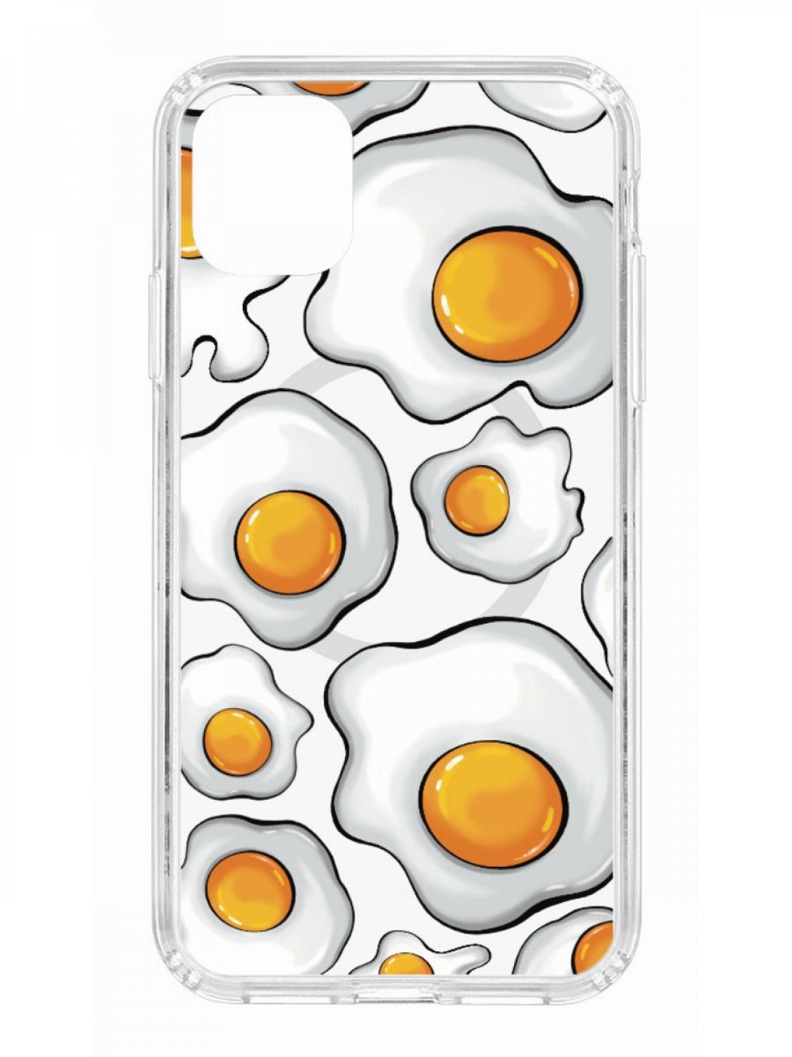 Противоударный чехол для iPhone 11 Kruche Print MagSafe Глазунья прозрачный с рисунком
