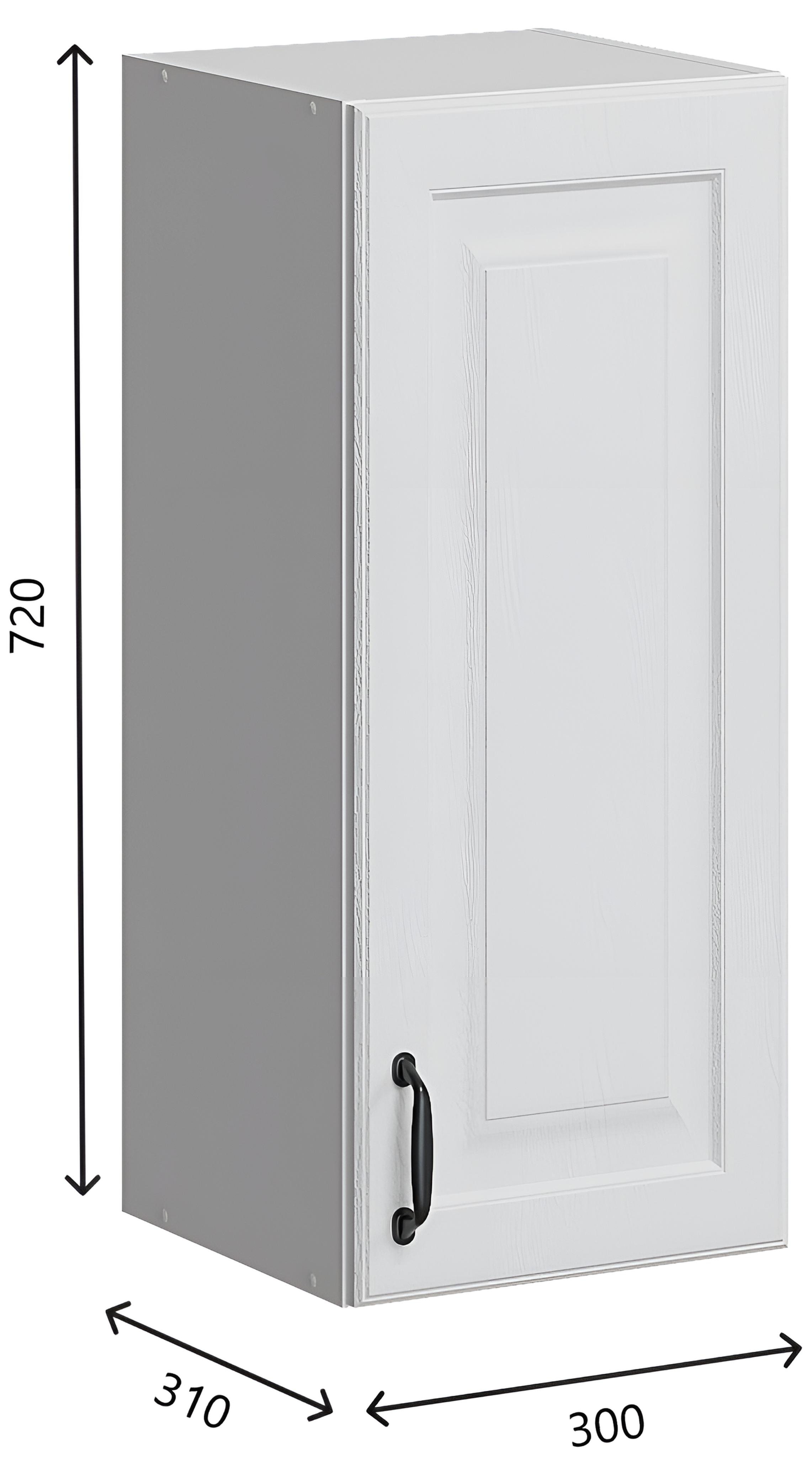 Кухонный навесной шкаф BV Romeo 30 см, МДФ белый матовая текстура