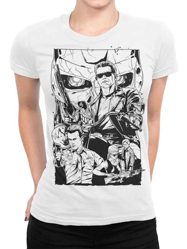 Футболка женская DS Apparel Терминатор - Арнольд Шварценеггер 780-1 белая 3XL