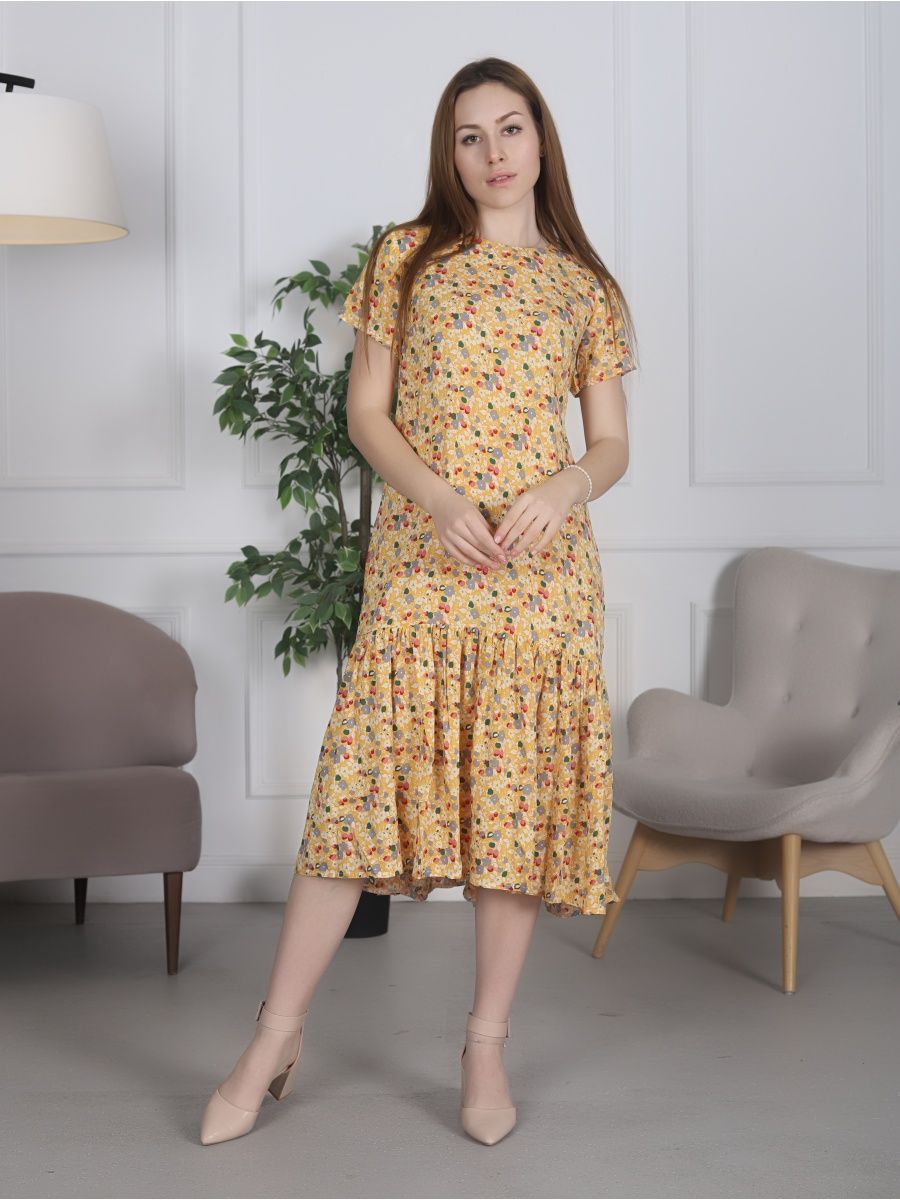 Платье женское Louren Wilton Пл-2023-1- желтое 50 RU
