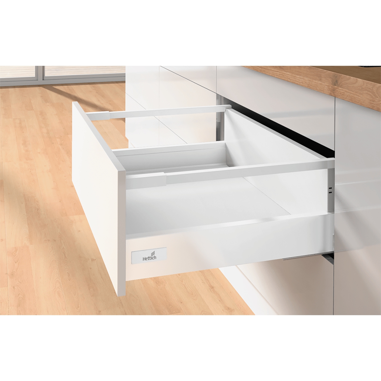 Комплект ящика полного выдвижения с доводчиком Hettich InnoTech Atira H176 NL470, белый