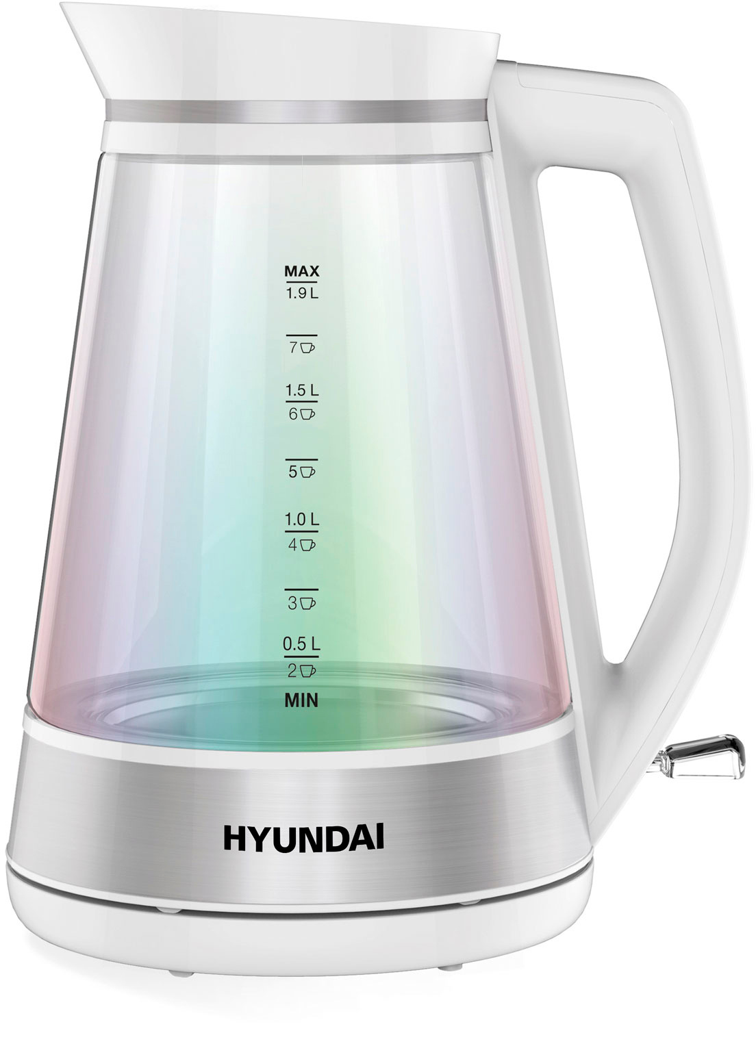 Чайник электрический Hyundai HYK-G3037 1.9л. 3000Вт белый, прозрачный