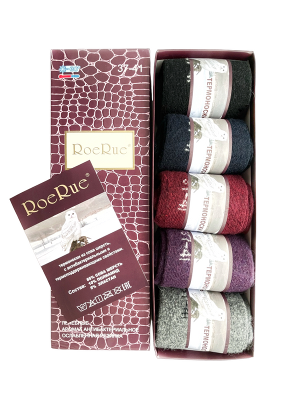 Подарочный набор носков женских RoeRue RR-2921-1 разноцветный 37-41, 5 пар