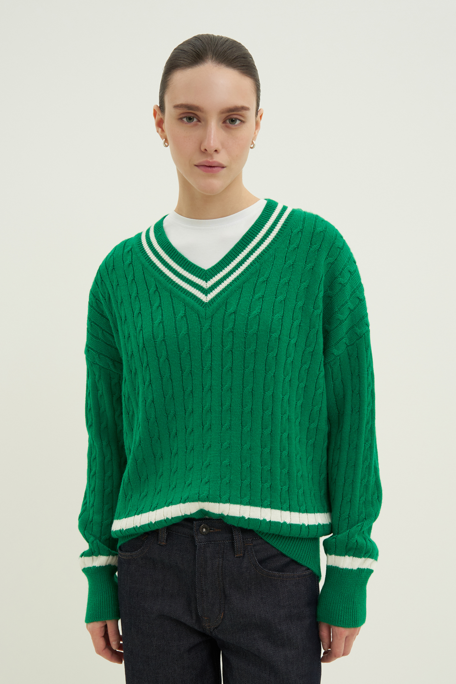 Пуловер женский Finn Flare FWD11100 зеленый L