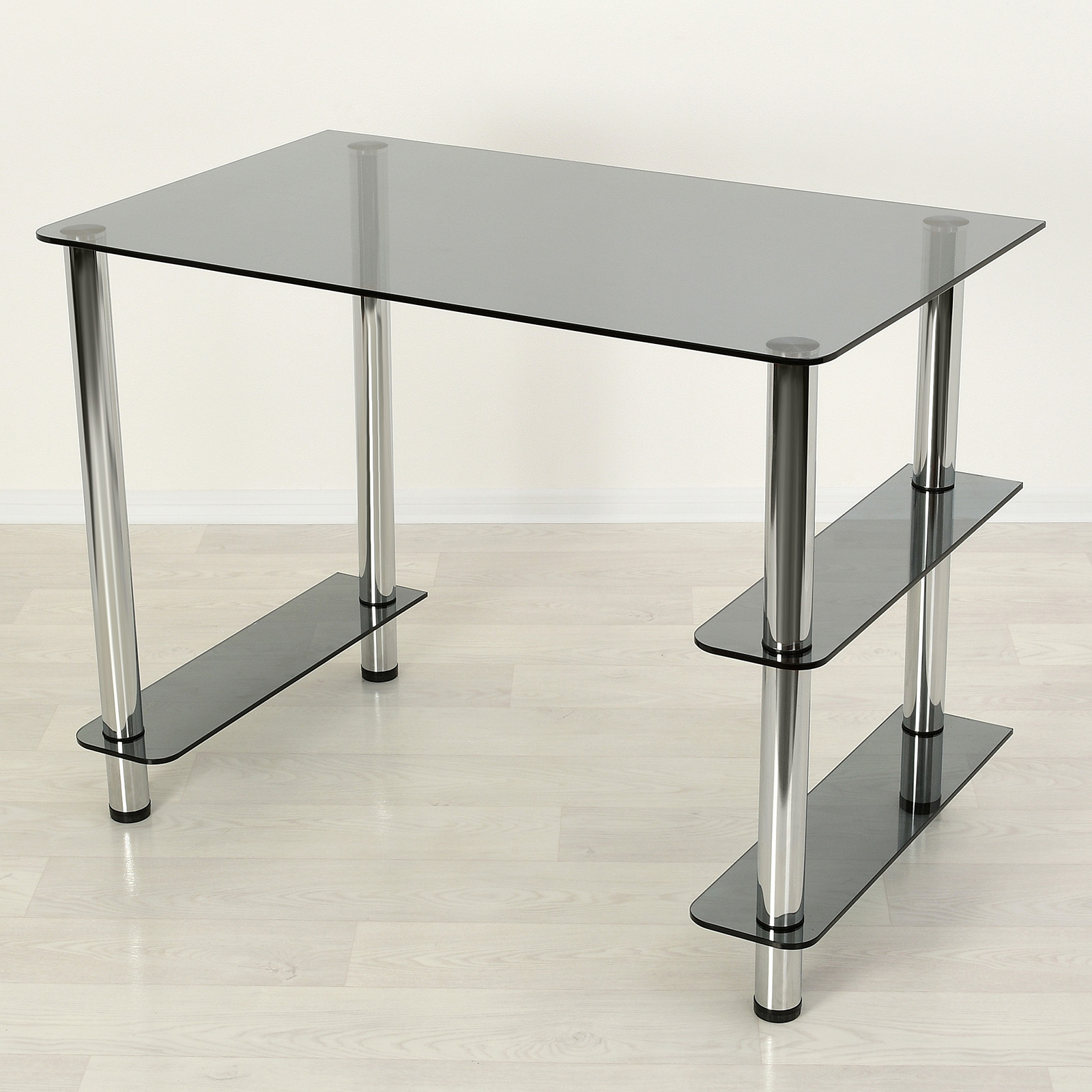 Стеклянный компьютерный стол Mebel Apartment G020 серый/хром 900х550