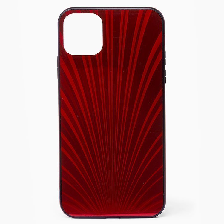 Чехол iPhone 11 Pro Max силиконовый со стеклянной вставкой STC004 <красный>