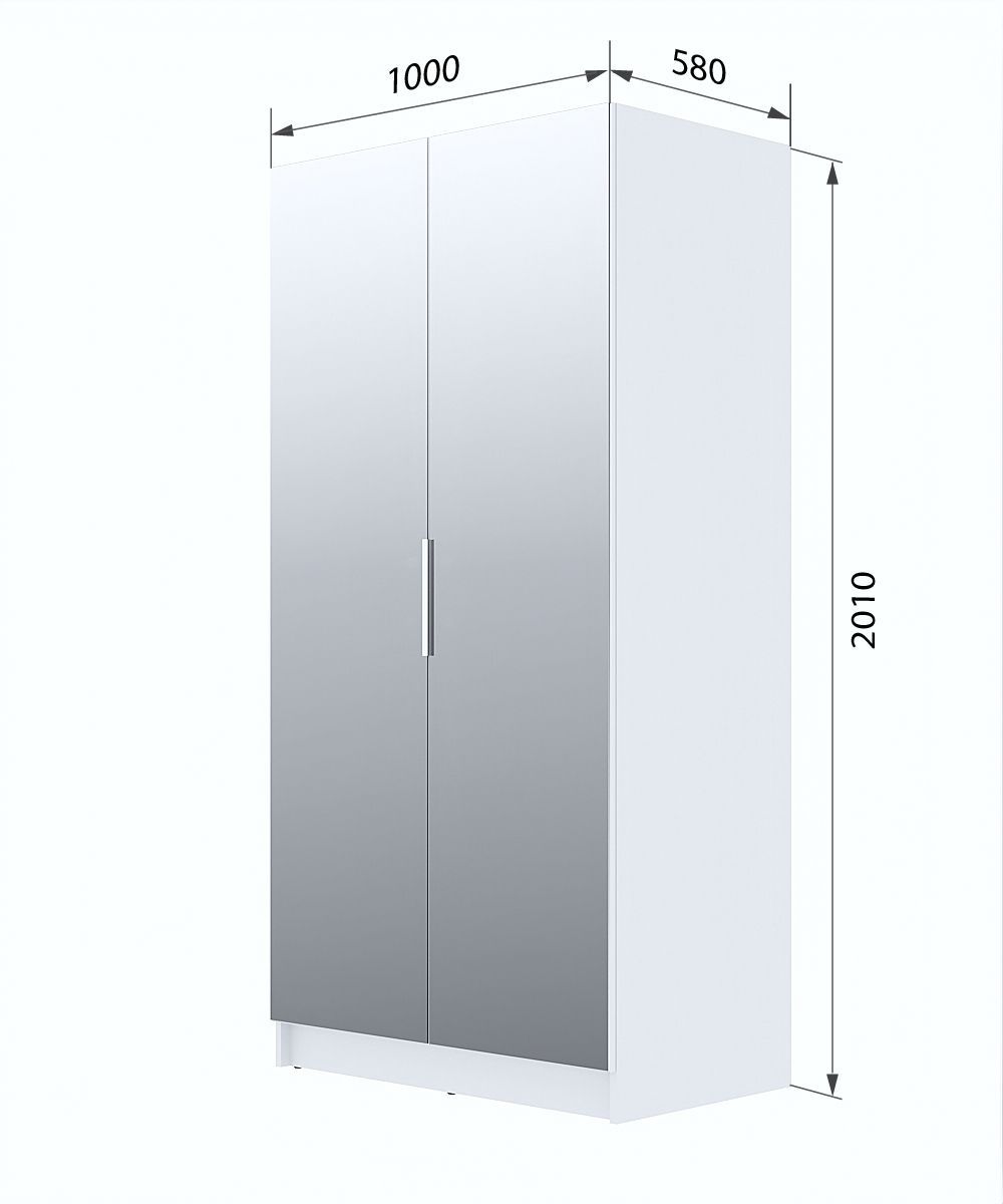 Шкаф распашной Феликс, двухдверный, с ящиками, Белый, 201Х100Х58